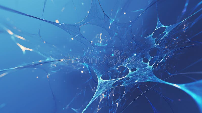 Blue Color Displays Cell Structure and Brain Patterns. Some Neurons ...