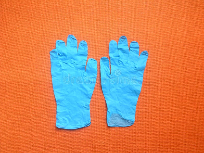 Blue Color Disposable Medical Gloves Stock Photo - Image of hospital ...