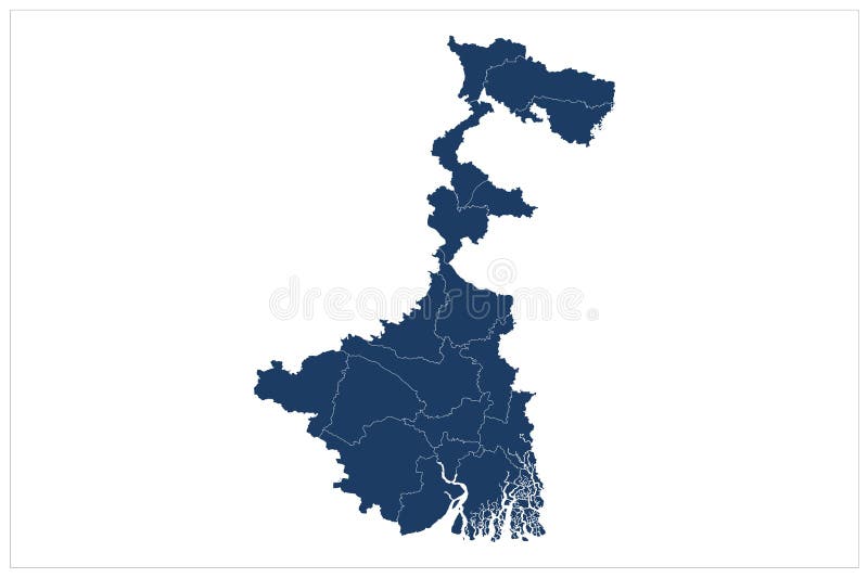 Blue Color District Map of West Bengal State of India Illustration ...
