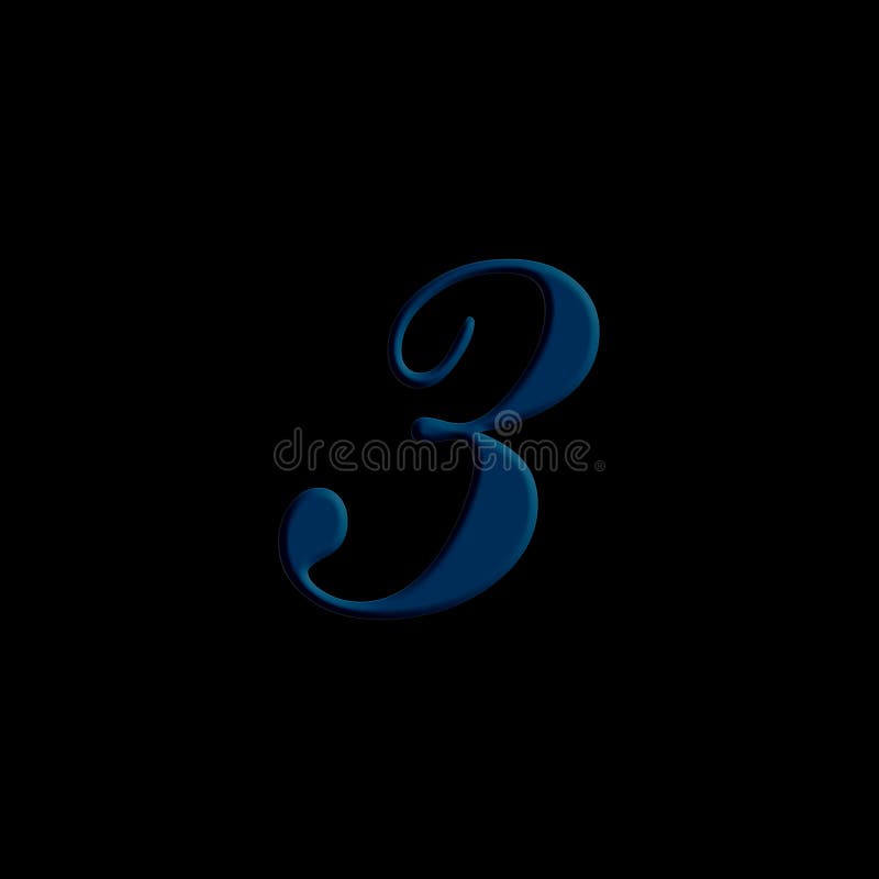 Blue Color Embossed 3 D Illustration NUMBER 3 , Alphabet , Isolated ...
