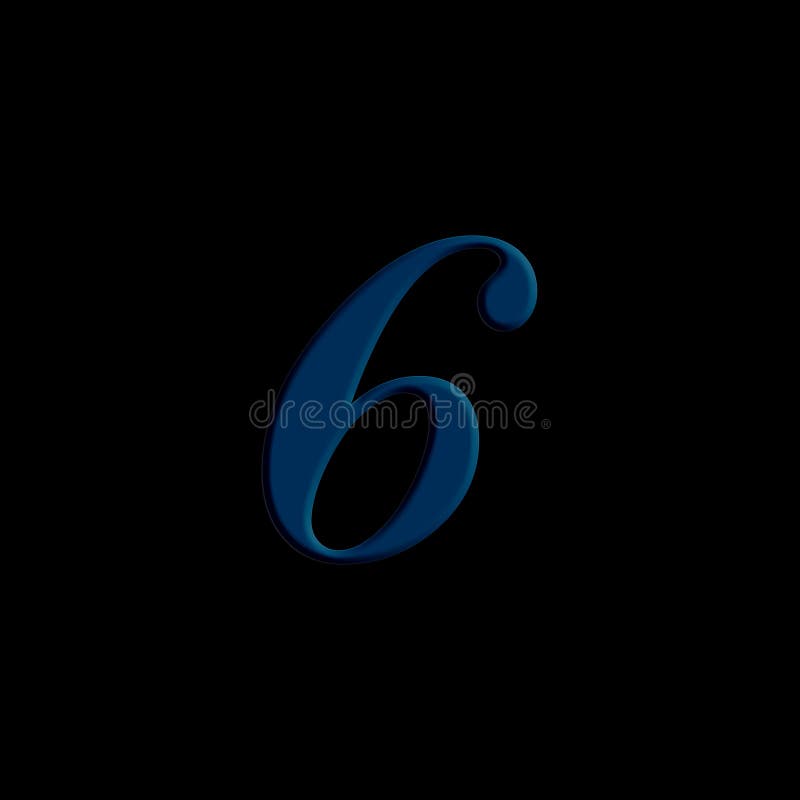 Blue Color Embossed 3 D Illustration NUMBER 6 , Alphabet , Isolated ...
