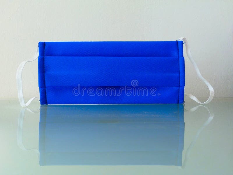 Blue Color Face Mask of Filter Fabric. Isolated Display. Stock Photo ...