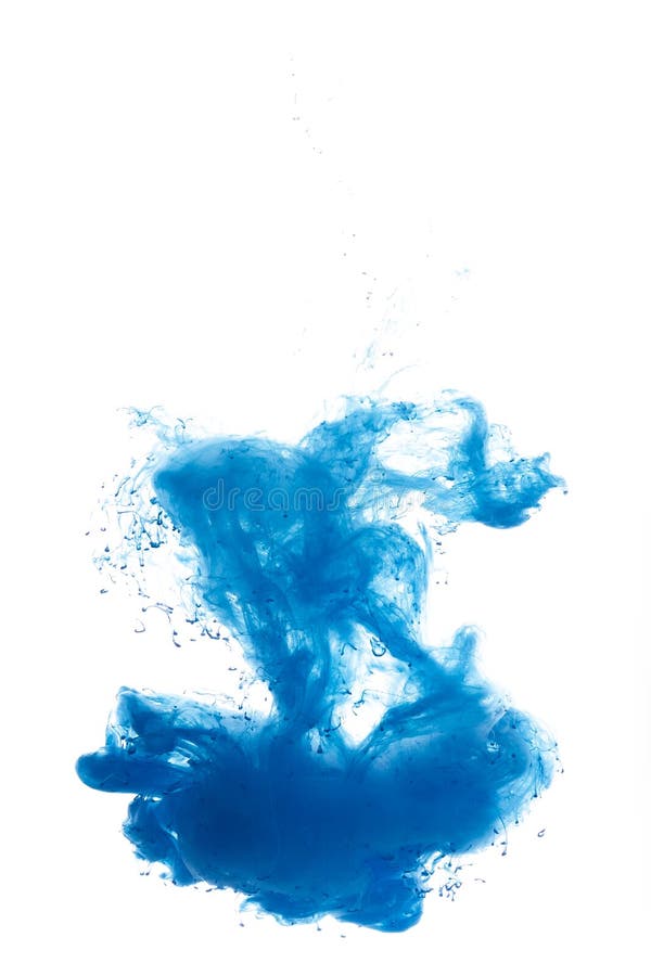 Blue Color Flowing in Smoke Forms, Smooth Abstract Acrylic Paint Stock ...
