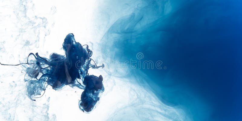 Blue Color Flowing in Smoke Forms, Smooth Abstract Acrylic Paint Stock ...