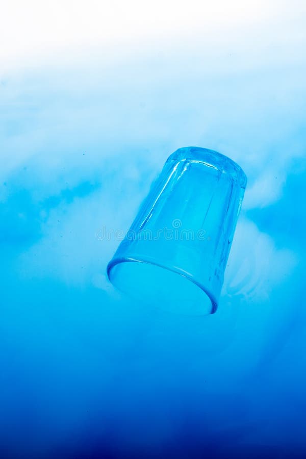 Blue Color Glass Placed in Blue Water Stock Image - Image of freshness ...