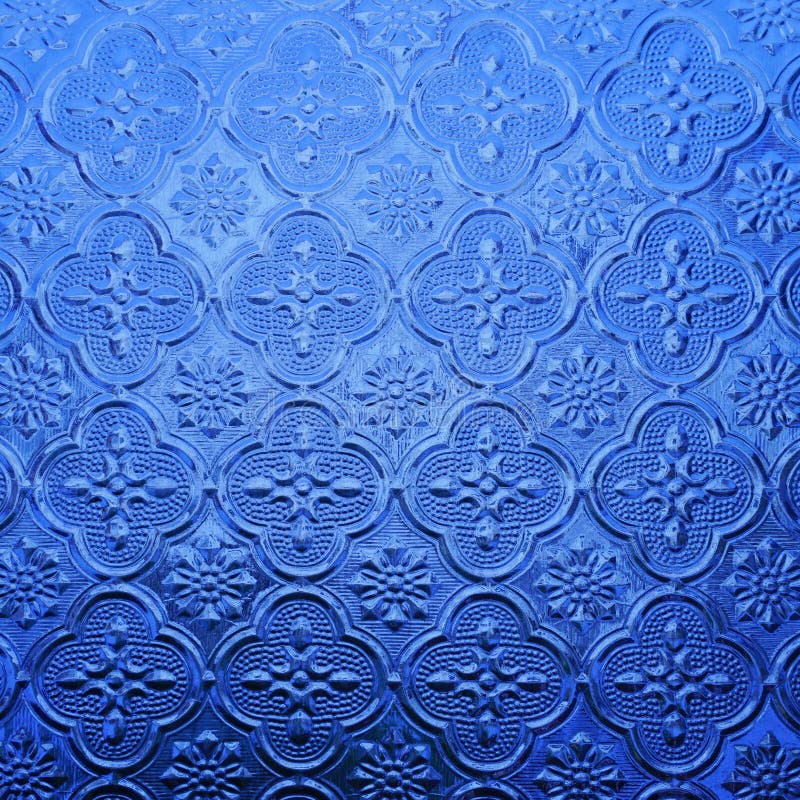 Blue Color Glass with Thai Pattern Stock Image - Image of grunge ...