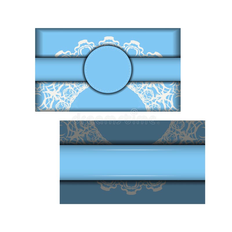 Blue Color Greeting Card with Indian White Pattern for Your ...