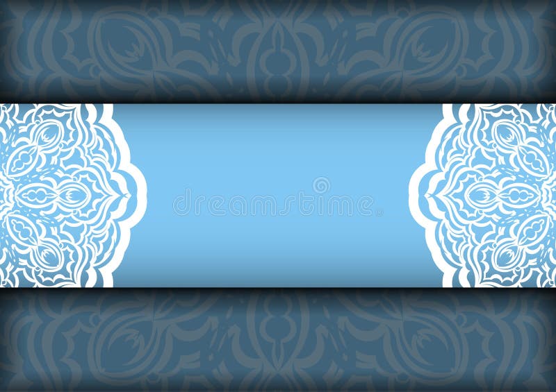 Blue Color Greeting Card Template with Abstract White Pattern for Your ...