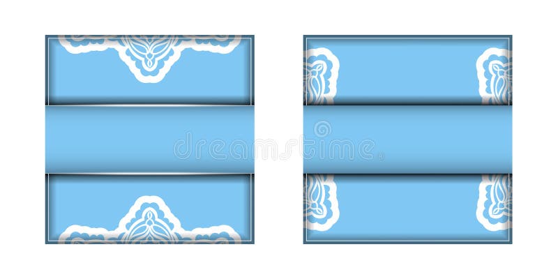 Blue Color Greeting Card Template with Vintage White Pattern Prepared ...