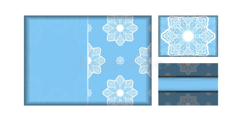 Blue Color Greeting Card Template with Vintage White Pattern for Your ...