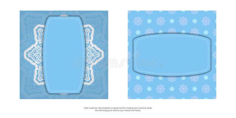 Blue Color Greeting Card Template with Vintage White Pattern for Your ...