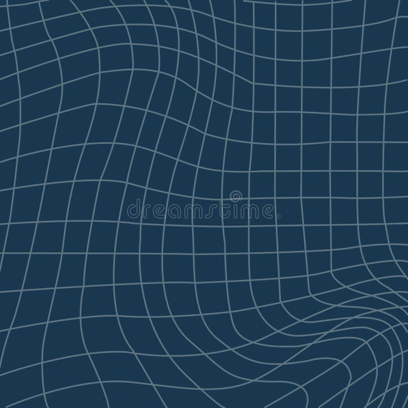 Blue Color Grid Curved Background. Mesh of Distorted Dynamic Curved ...