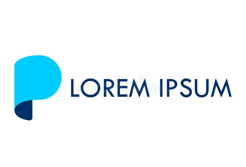 Blue Color Initial Letter P Fold Logo Design Stock Vector ...