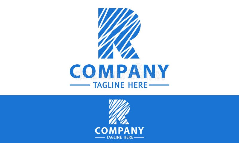 Blue Color Initial Letter Sketch R Logo Design Stock Vector ...