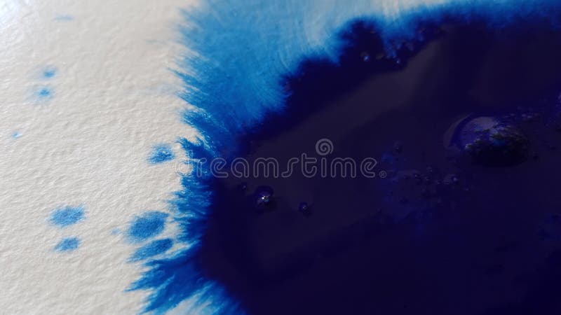 Blue Color Inks Spreading Out Over Wet Paper Background. Stock Video ...
