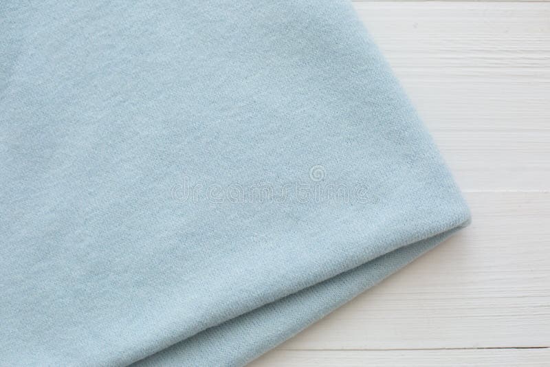 Blue Color Knitted Fabric on White Background Stock Image - Image of ...
