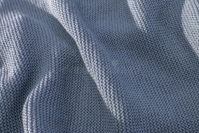 Blue Color Knitting Texture Background, Warm Blanket. Stock Photo ...