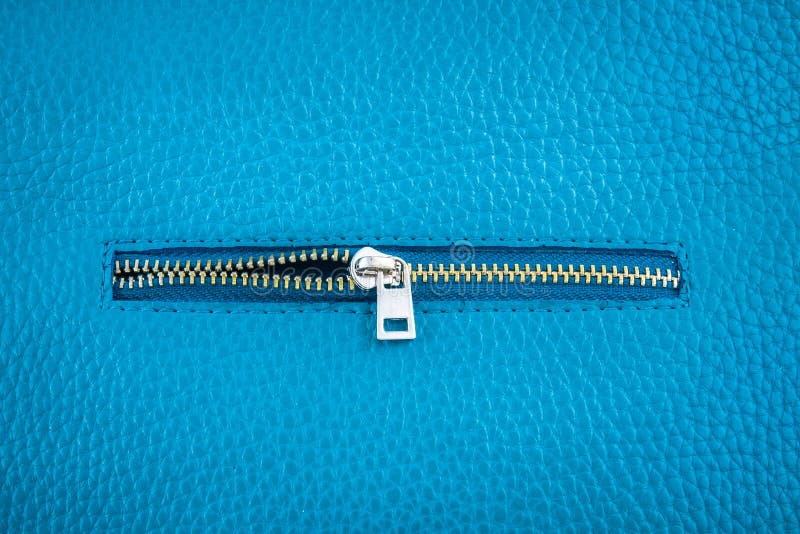 Blue Color Leather with Zipper. Stock Photo - Image of unzipped ...