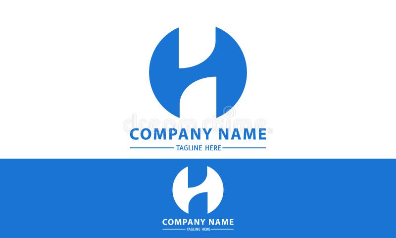 Blue Color Letter H Circle with Dark Background Logo Design Stock ...