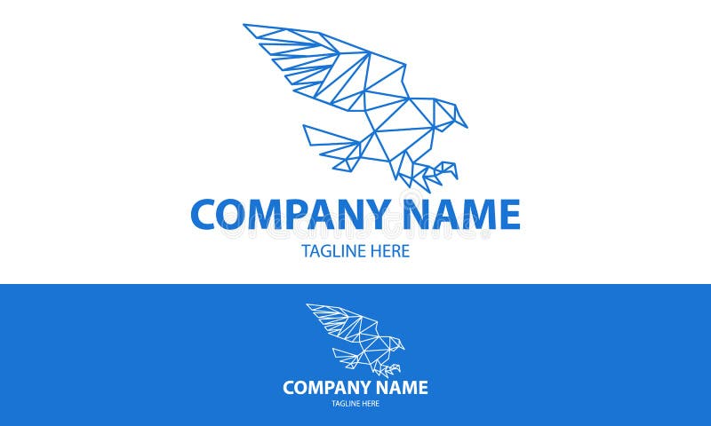 Blue Color Line Art Connect Eagle Head Logo Design Stock Vector ...