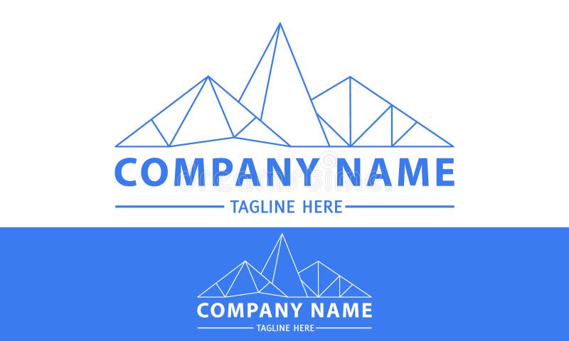 Blue Color Low Poly Mountain Logo Design Stock Vector - Illustration of ...