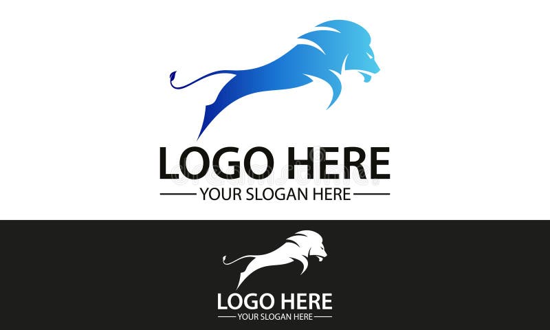 Blue Color Luxury Lion Jumping Logo Design Stock Vector - Illustration ...