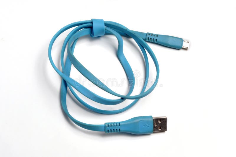 Blue Color Micro USB Cable Data Charging Stock Image - Image of ...
