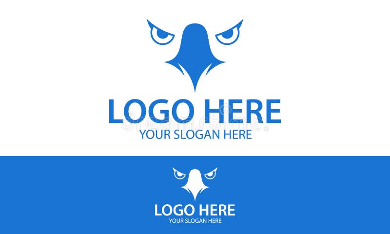 Blue Color Negative Space Eagle Face Logo Design Stock Vector ...
