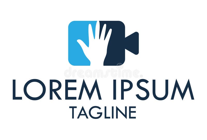 Blue Color Negative Space Hand Camera Logo Design Stock Vector ...