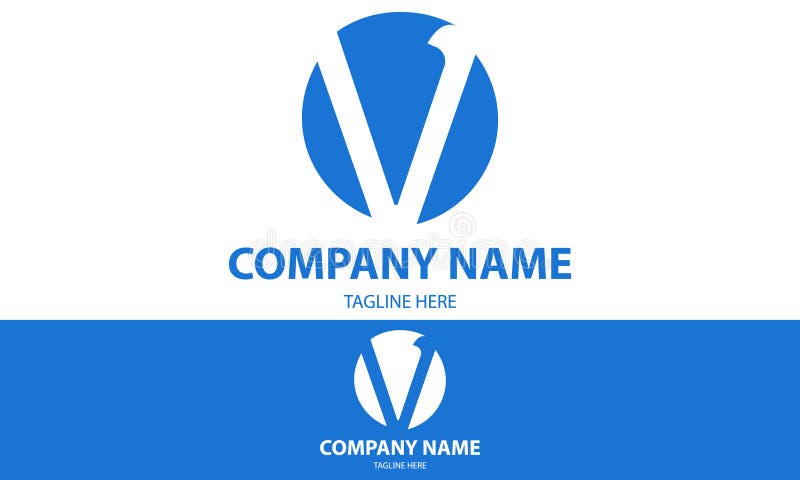 Blue Color Negative Space Initial Letter V Logo Design Stock Vector ...