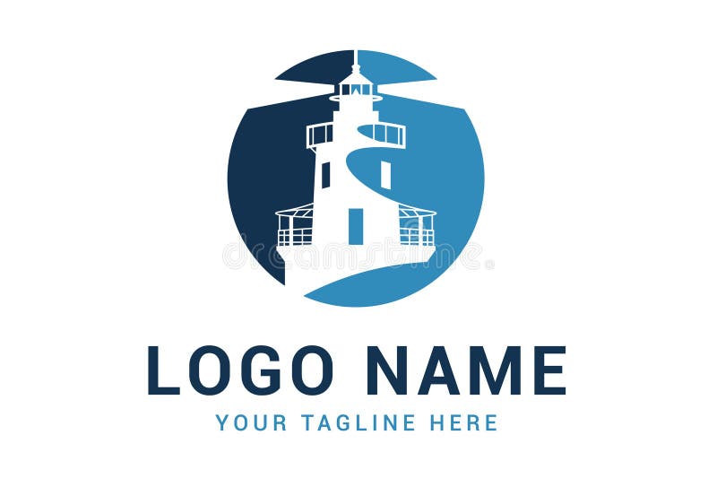 Blue Color Negative Space Lighthouse Logo Design Stock Vector ...