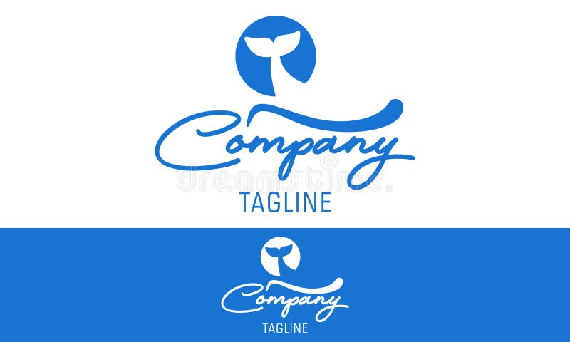 Blue Color Negative Space Whale Tail Circle Logo Design Stock Vector ...