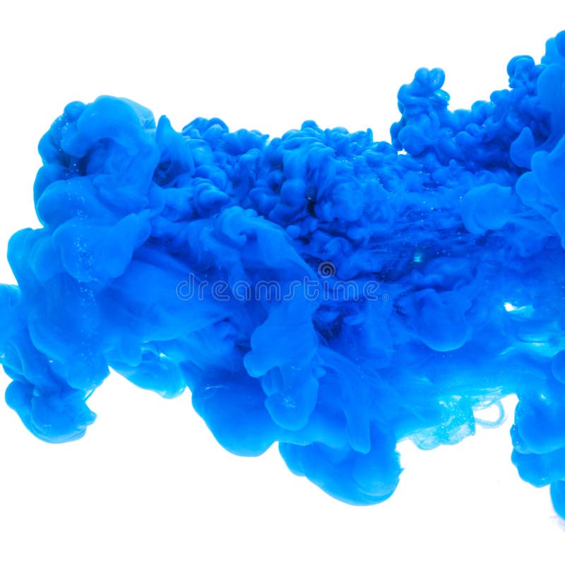Ink Blue Color Paint Pouring in Water Isolated on White Background ...