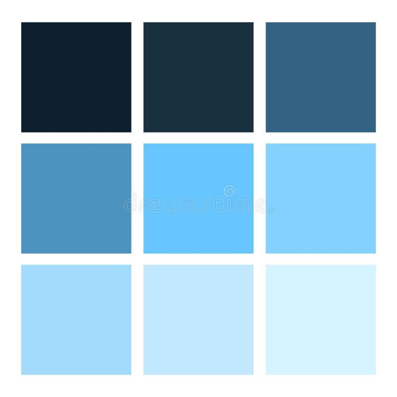 Blue Color Palette. Gradient Tone Set. Cool Shades Grid. Bright Vector ...
