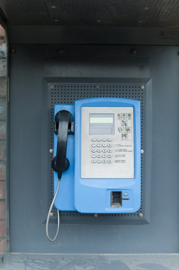 Blue Color Payphone Using by Call in Bulgaria Stock Photo - Image of ...