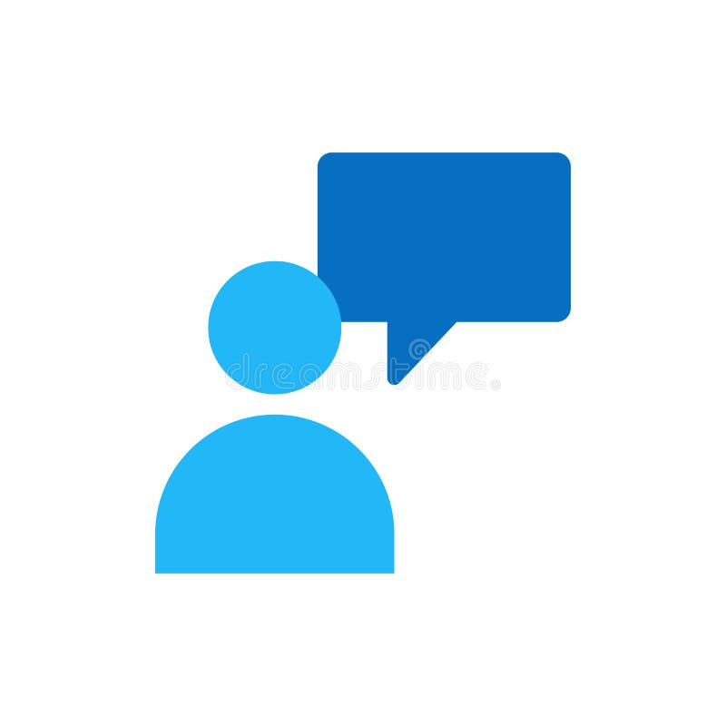 Blue Color People with Talk Bubbles Icon Stock Vector - Illustration of ...