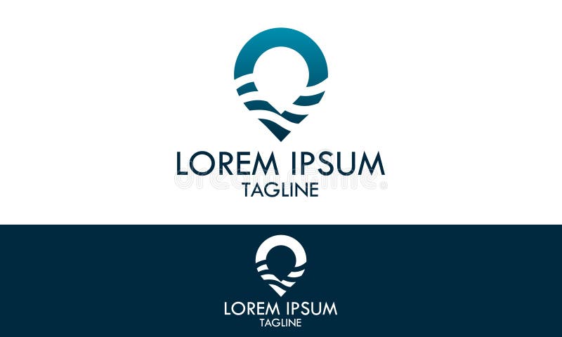 Blue Color Pin Location Wave Logo Design Stock Vector - Illustration of ...