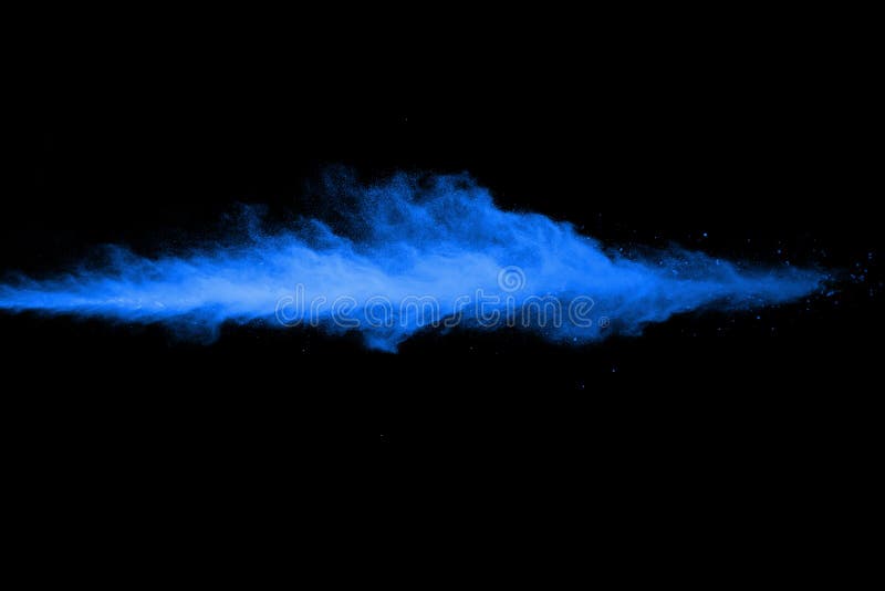 Blue Color Powder Explosion on Black Background. Stock Image - Image of ...