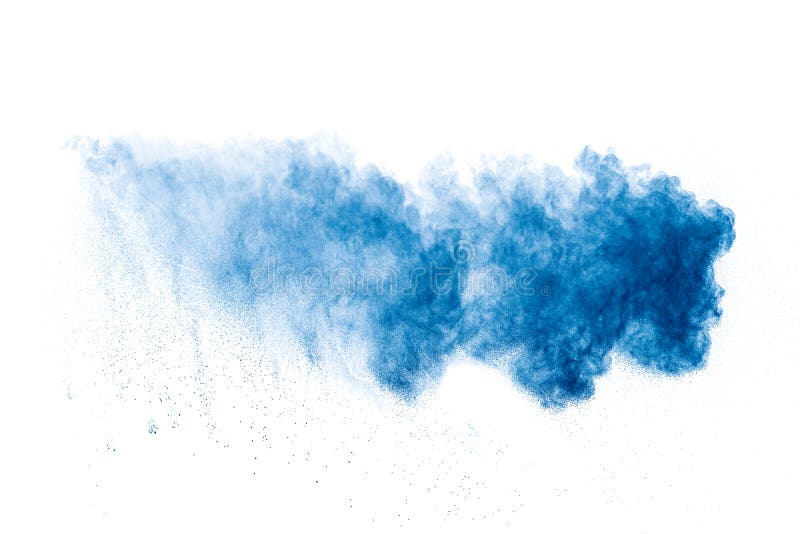 Blue Color Powder Explosion on White Background Stock Image - Image of ...
