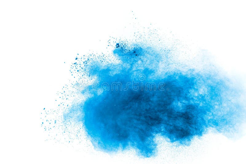 Blue Color Powder Explosion on White Background Stock Photo - Image of ...