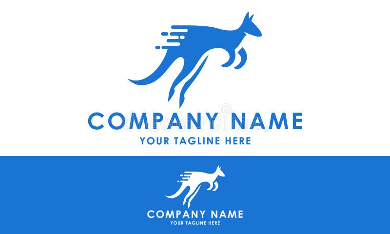 Blue Color Simple Fast Animal Kangaroo Logo Design Stock Vector ...
