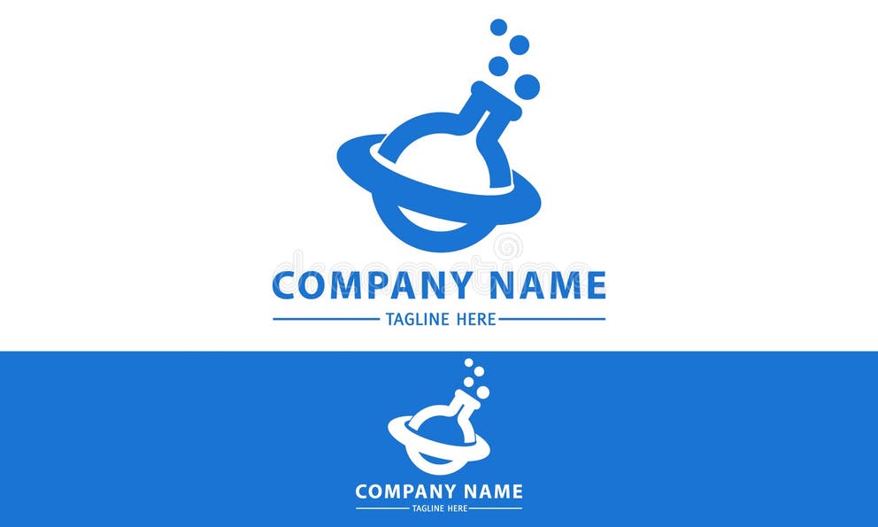 Blue Color Simple Hexagonal Lab Bottle Logo Design Stock Vector ...