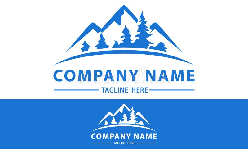 Blue Color Simple Line Mountain Scene Logo Design Stock Vector ...