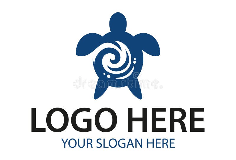 Blue Color Simple Shape Swirl Turtle Logo Design Stock Vector ...