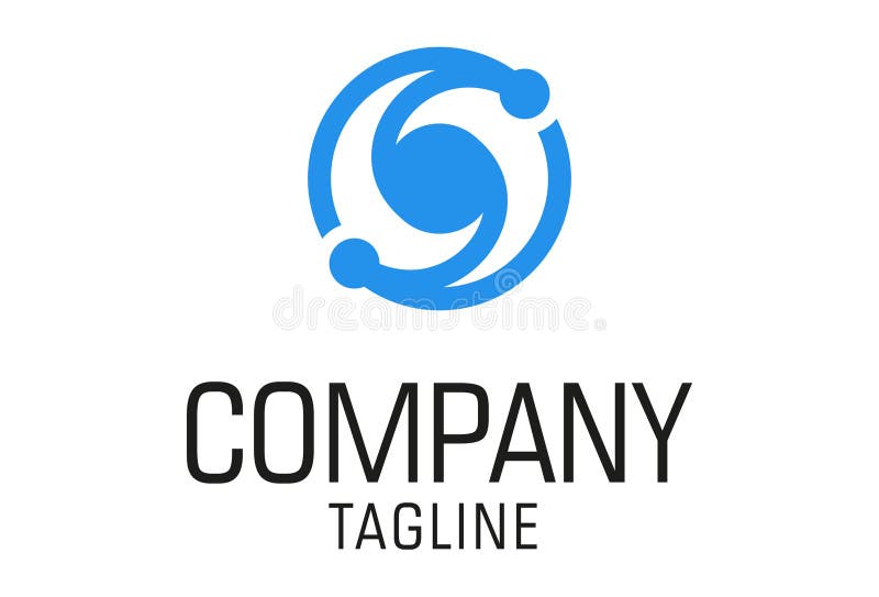 Blue Color Simple Tech Line Art Circle Rotate Logo Design Stock Vector ...