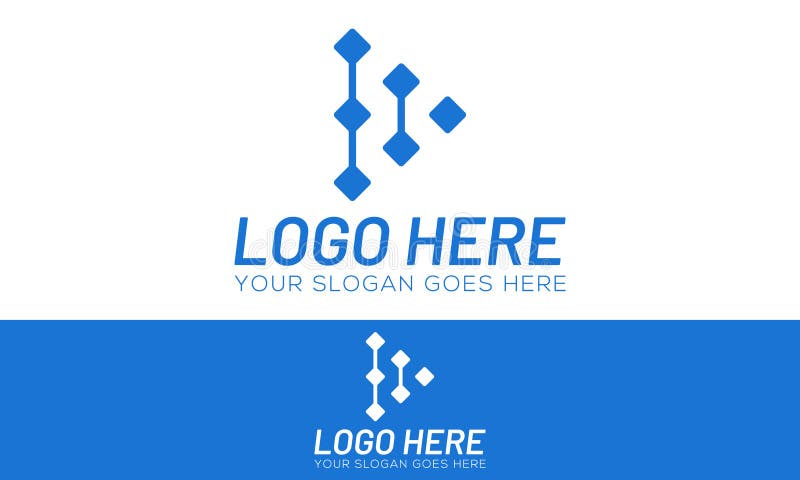 Blue Color Simple Tech Line Connect Logo Design Stock Vector ...