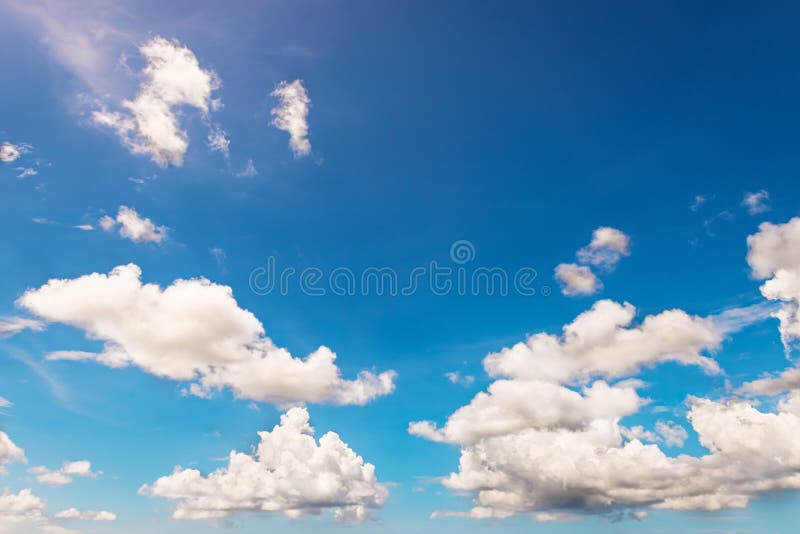 Blue Color Sky White Clouds Low Level Bright Fresh Sparse Stock Photo ...