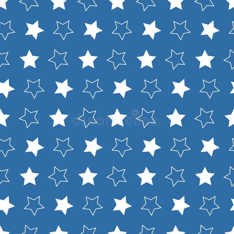 Blue Color Star Seamless Pattern, Creative Background Stock Vector ...