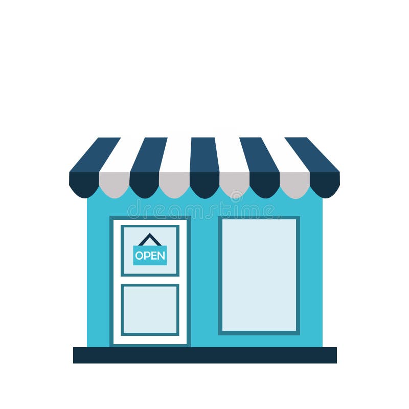 Blue Color Store on White Background Stock Illustration - Illustration ...