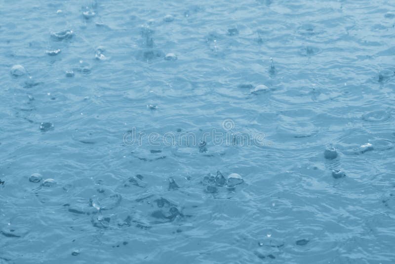Blue Color Tone of Close Up Rain Water Drop Falling Stock Photo - Image ...